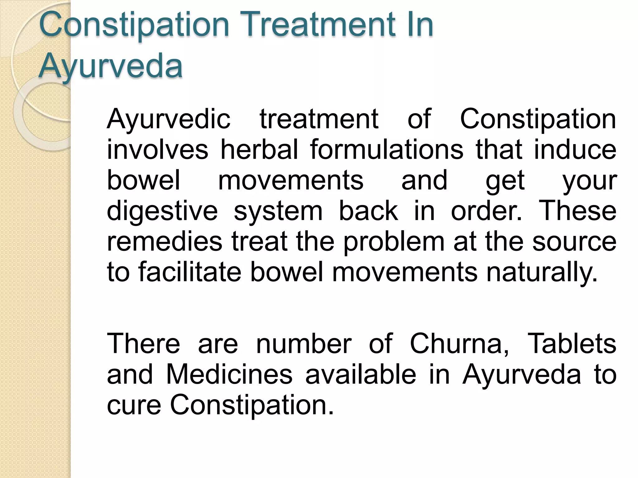 Constipation Ayurvedic Medicine India Pptx