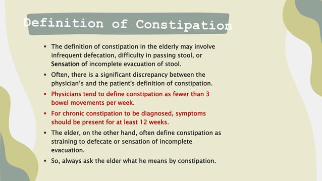 Constipation in Elderly People.pptx | Digestive Disorders | Diseases ...