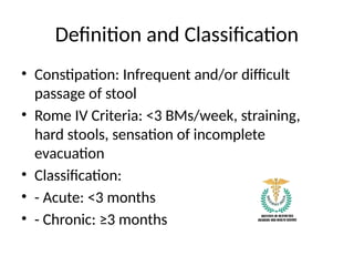Management of Acute and chronic constipation | PPTX