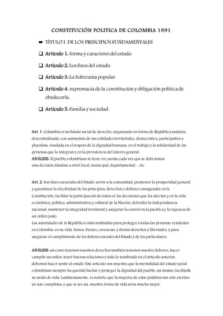 Constitución Politica De Colombia 1991 Pdf