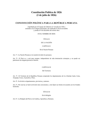 Constitución política de 1826 | PDF