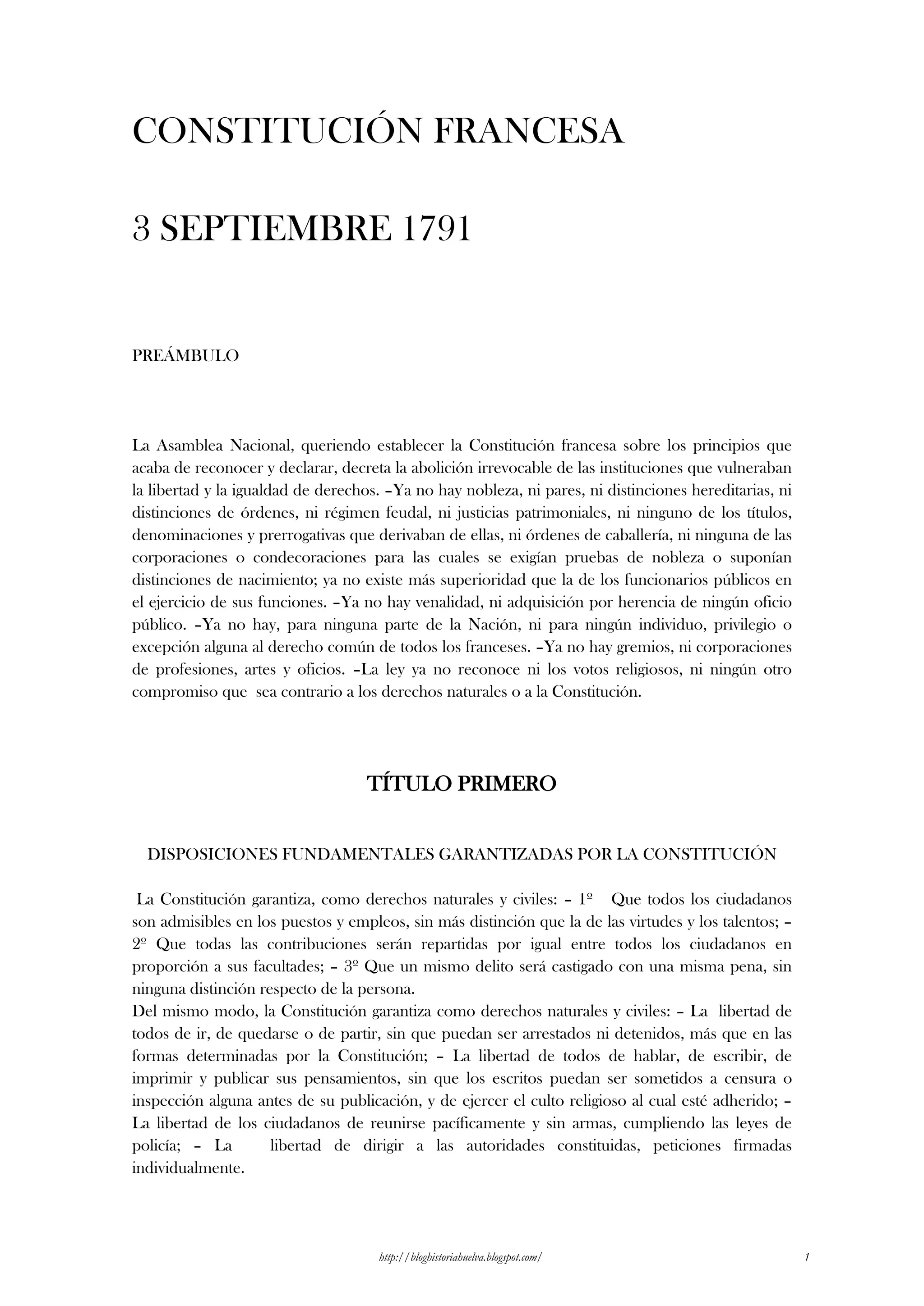 Constitución francesa de 1791 | PDF