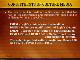 Constituent of animal tissue culture media and their specific ...