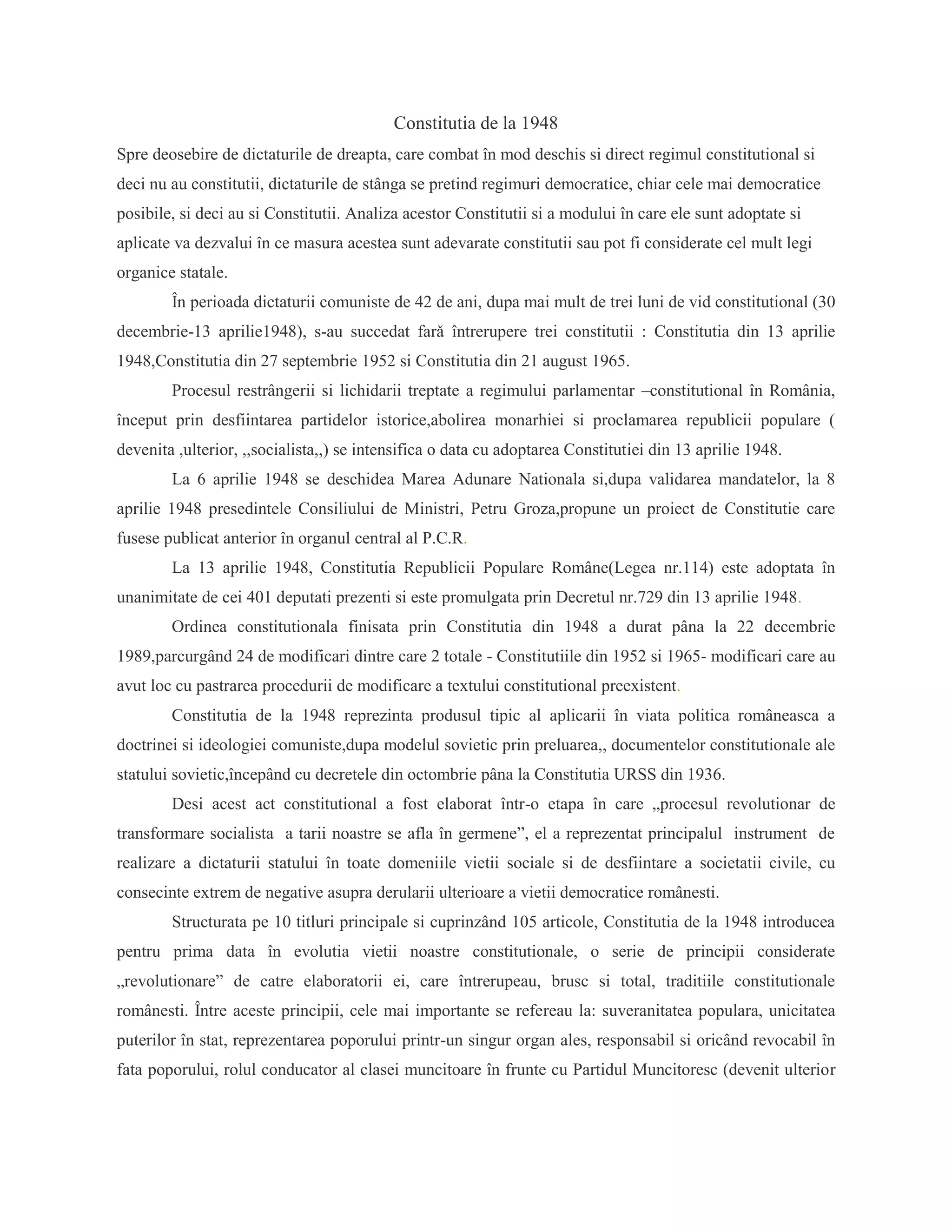 Constitutia de la 1948 | DOCX