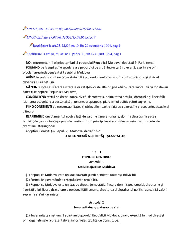 Constitutia republicii moldova | PDF