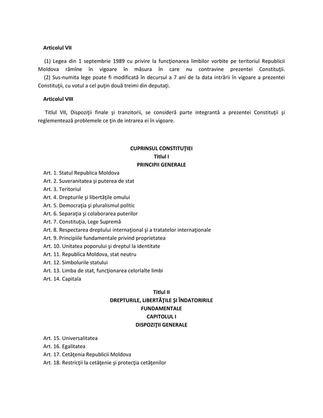 Constitutia republicii moldova | PDF