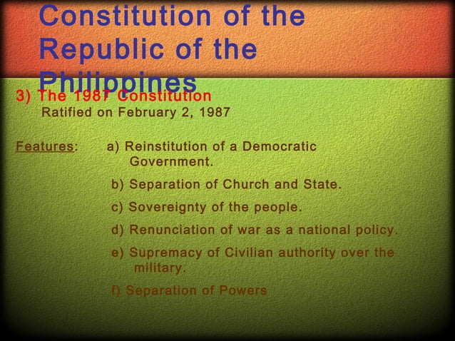 Philippine Constitution | PPT | Political Issues & policy | Politics