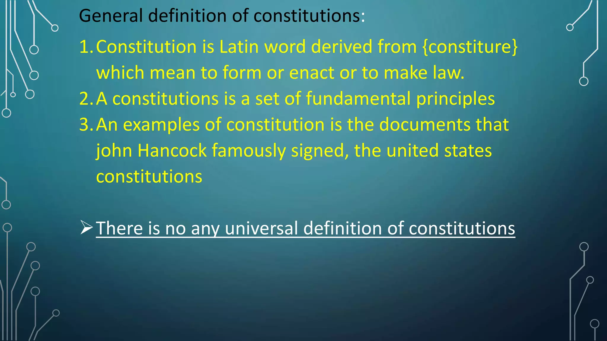 title : Constitution and its characteristics | PPTX | Law