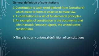 title : Constitution and its characteristics | PPTX | Law
