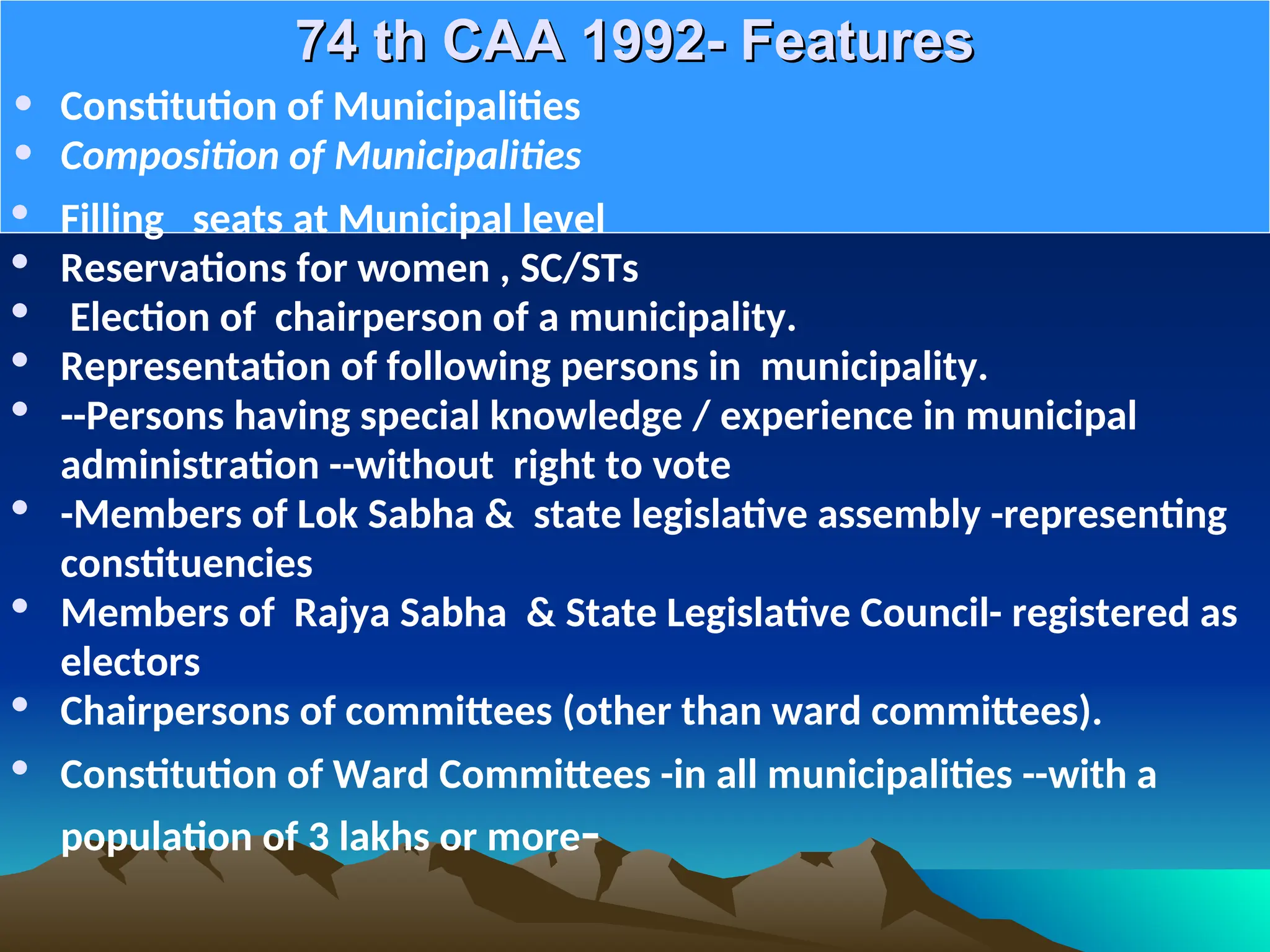 74 th CONSTITUTIONAL AMENDMENT ACT-1992.ppt