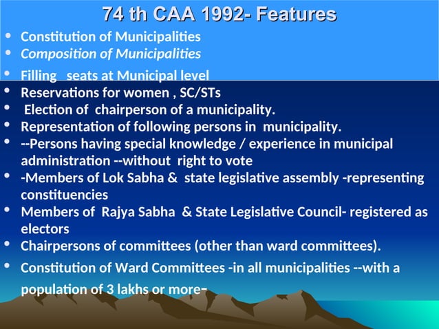 74 th CONSTITUTIONAL AMENDMENT ACT-1992.ppt | Economy | Business and ...