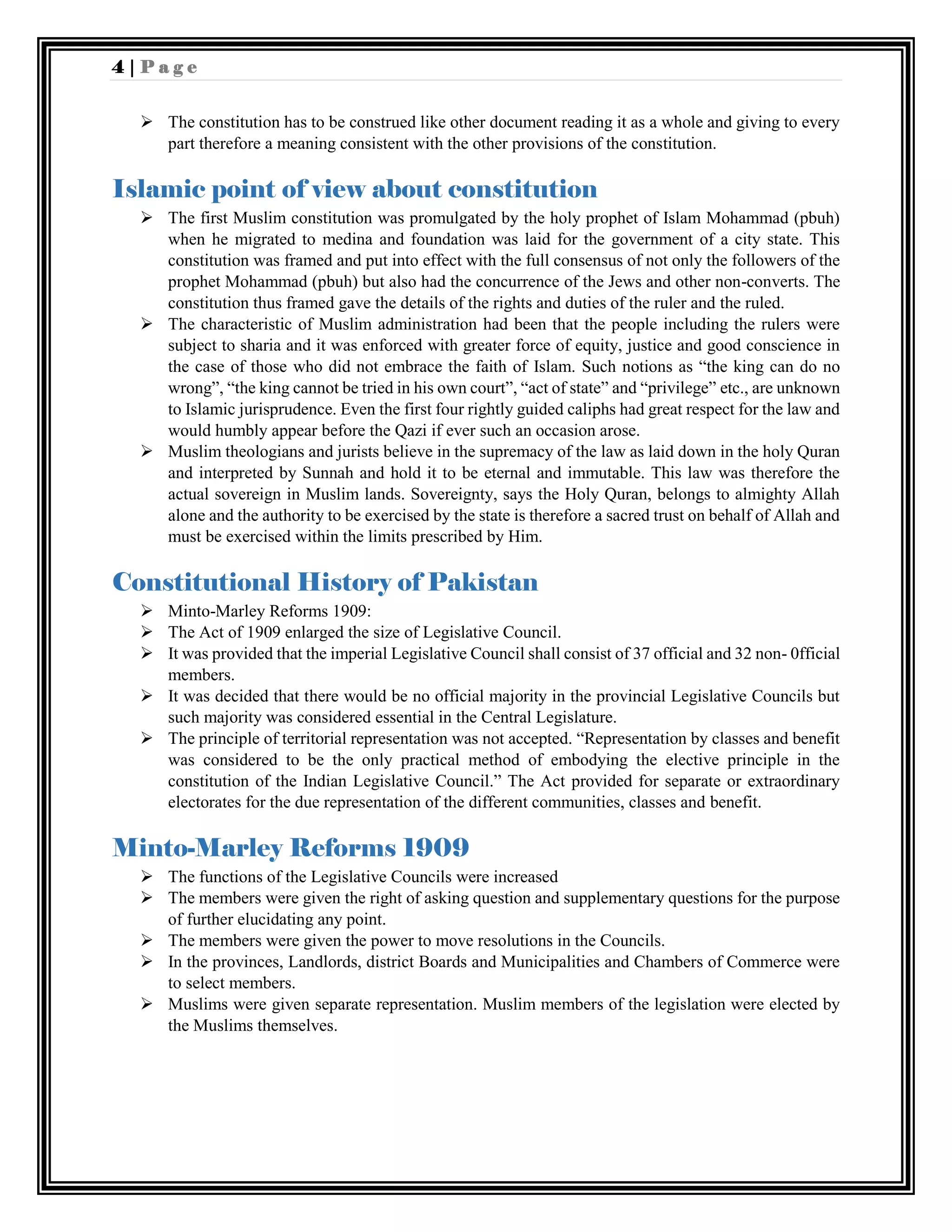 Constitutional history of pakistan | PDF