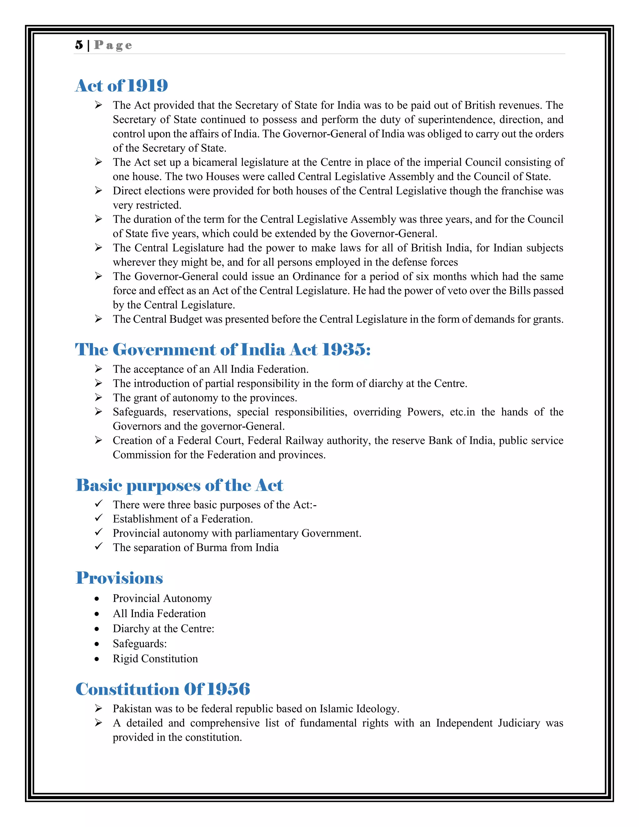 Constitutional history of pakistan | PDF