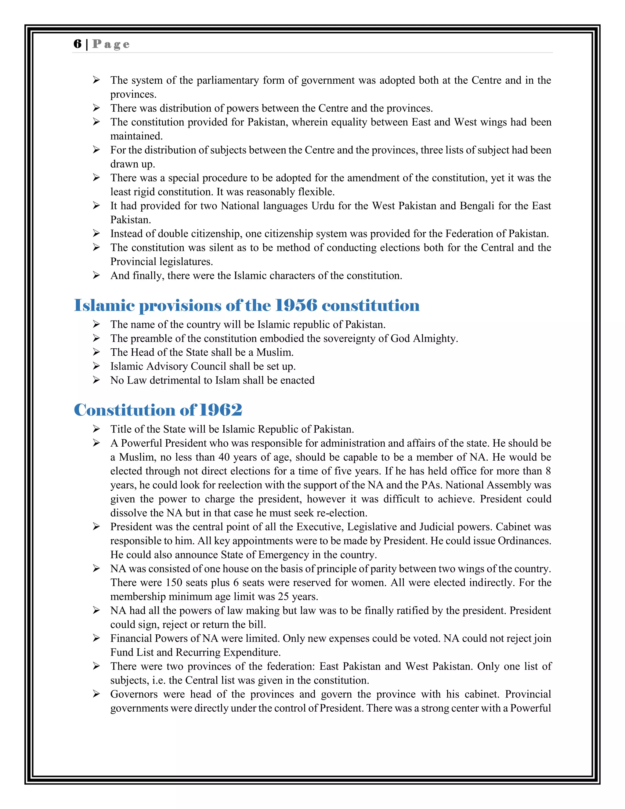 Constitutional history of pakistan | PDF