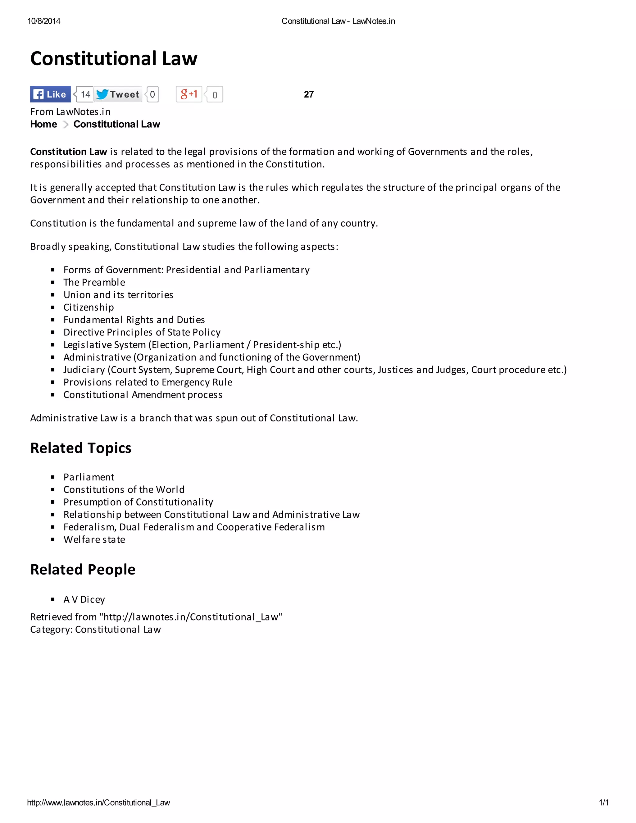 Constitutional law law notes | PDF