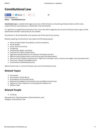 Constitutional law law notes | PDF
