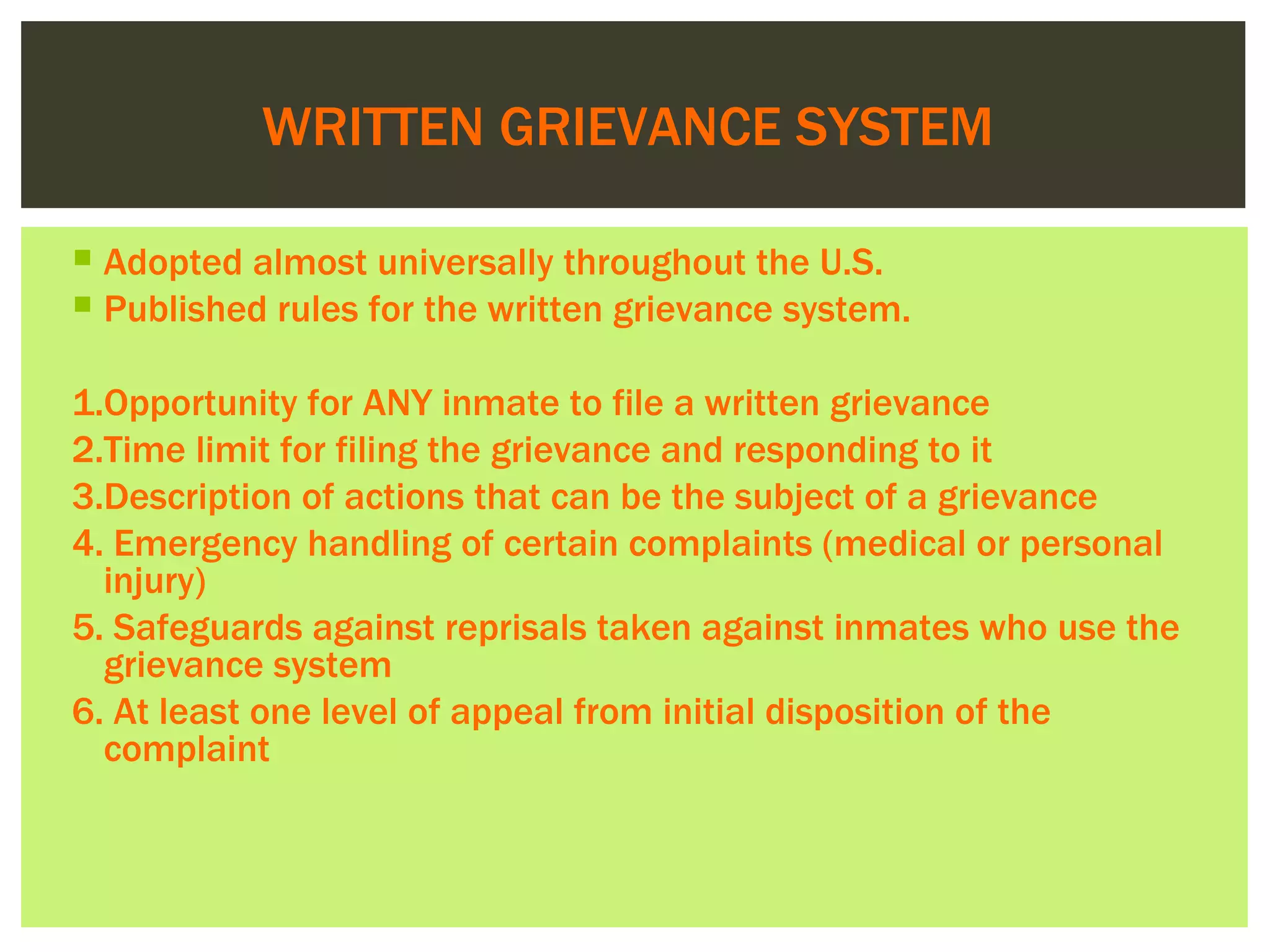Constitutional law of corrections brief overview of prisoner's rights | PPT