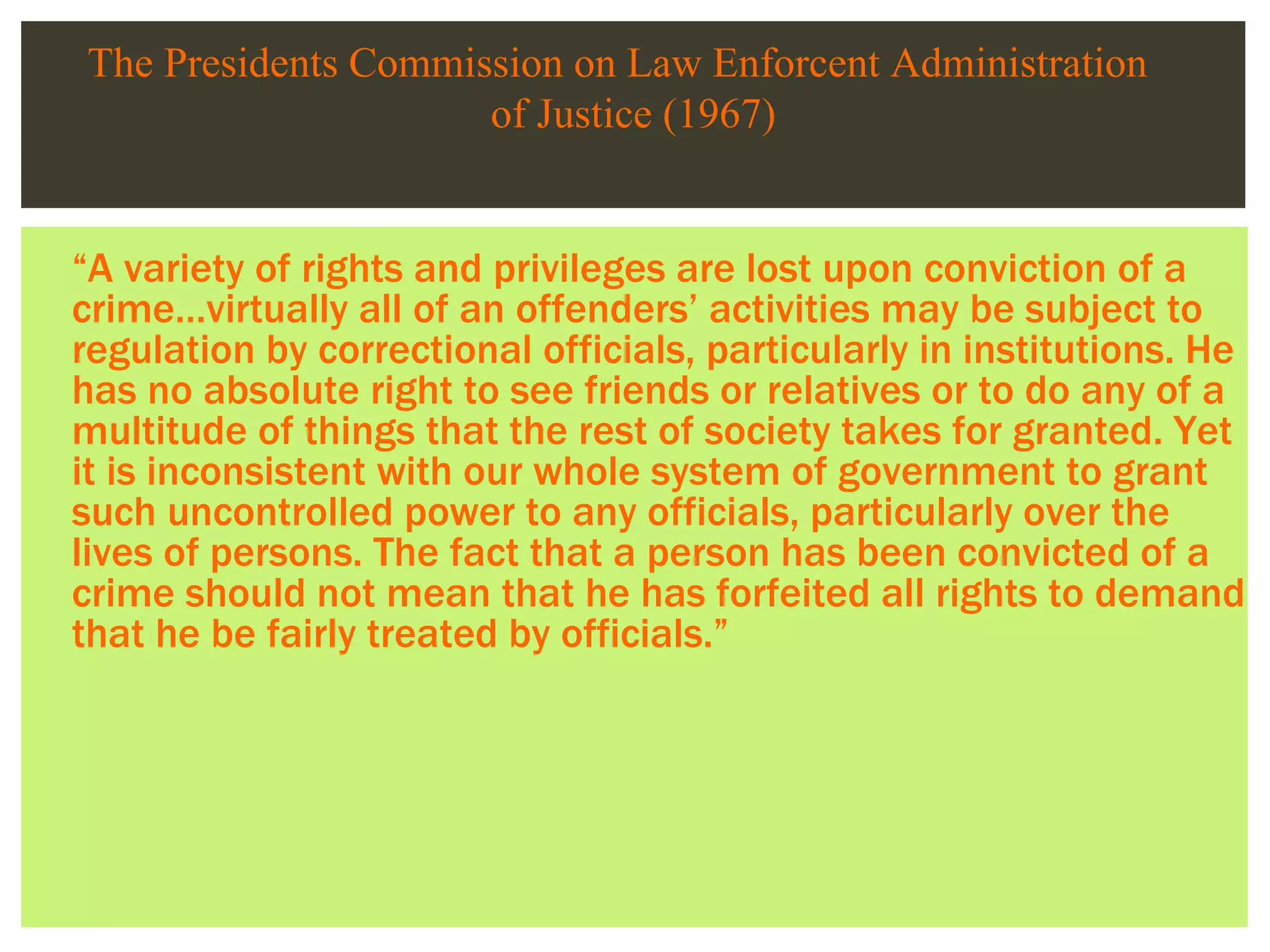 Constitutional law of corrections brief overview of prisoner's rights | PPT