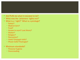 Constitutional law of corrections brief overview of prisoner's rights ...