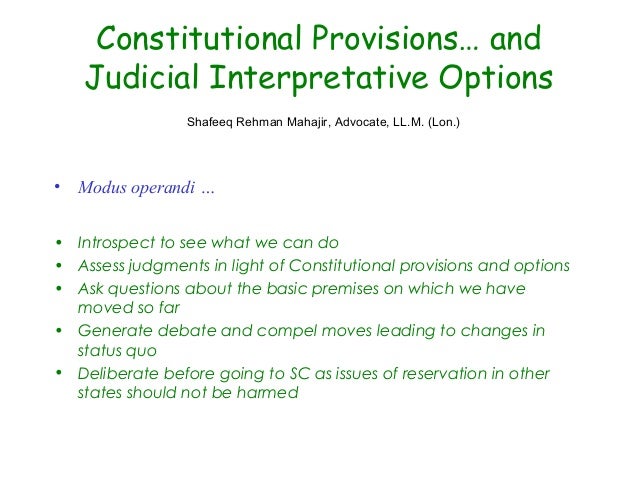 Constitutional Provisions And Judicial Options