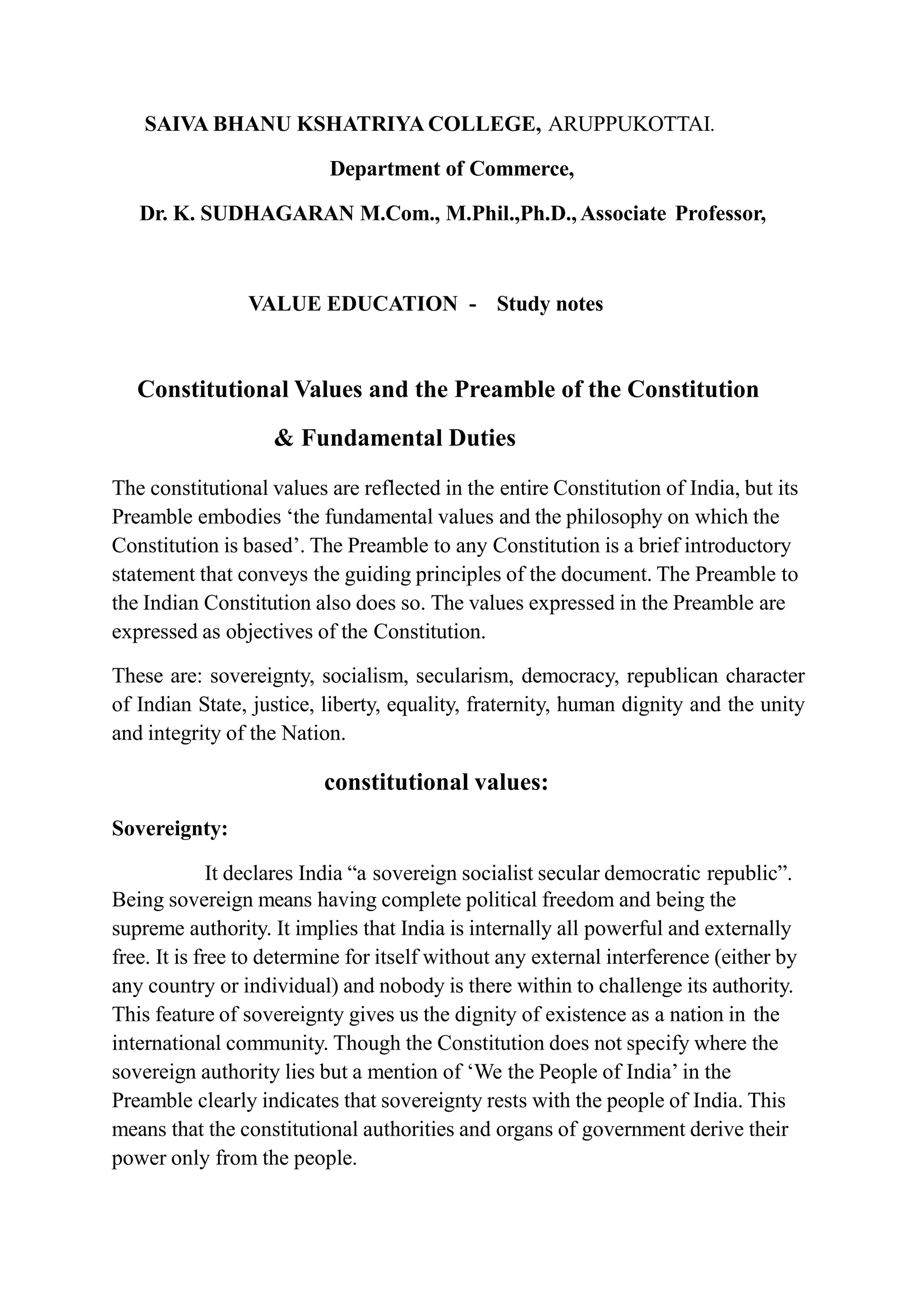 Constitutional values | PPTX