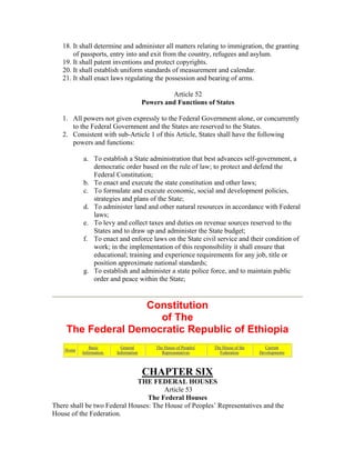Constitution ethiopia 0f 1994 | PDF