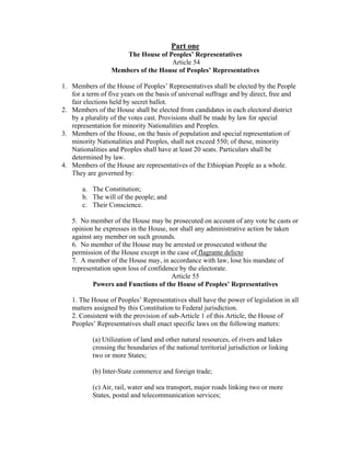 Constitution ethiopia 0f 1994 | PDF