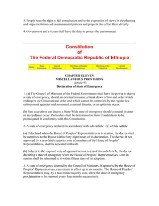 Constitution ethiopia 0f 1994 | PDF