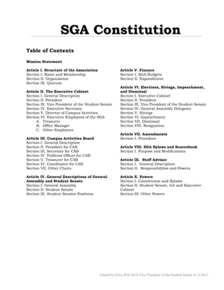 SGA Constitution (Revised 2013) | PDF