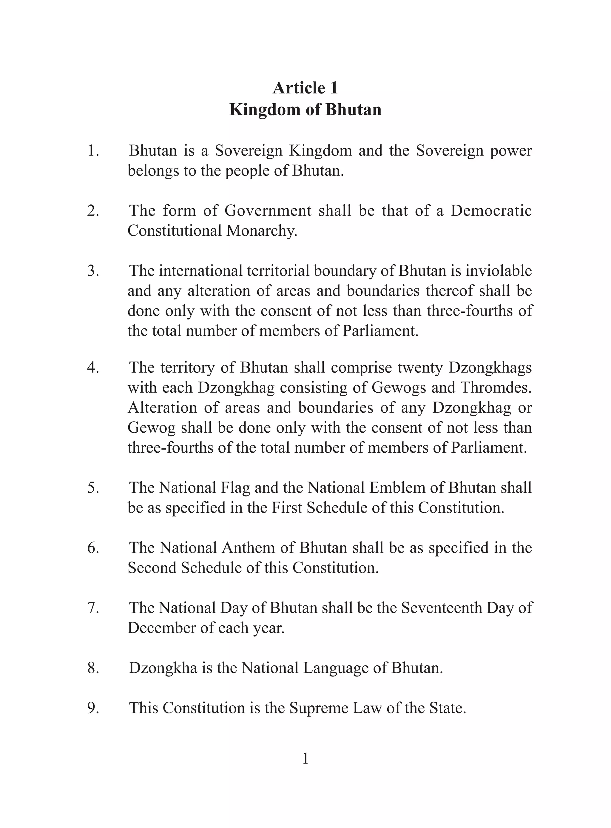 Constitution of bhutan 2008 | PDF