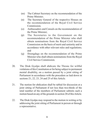 Constitution of bhutan 2008 | PDF