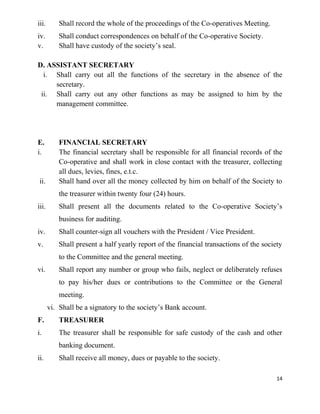 Constitution of cashville multi purpose cooperative society limited | DOC