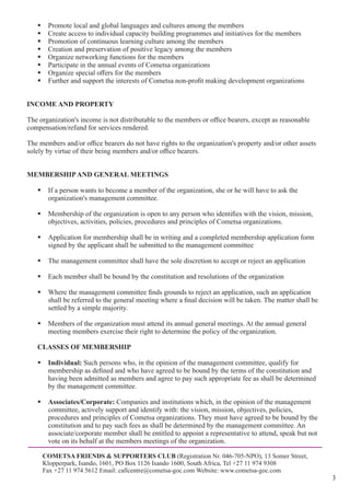 COMETSA NPO Constitution | PDF