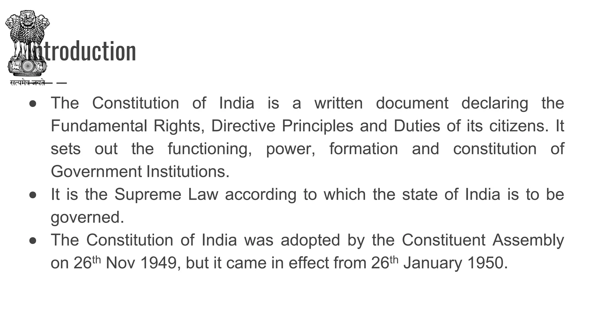 Constitution of India (PPT) | PPTX