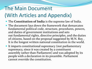 Constitution of INDIA and all articles of the Constitution | PPTX