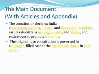 Constitution of INDIA and all articles of the Constitution | PPTX