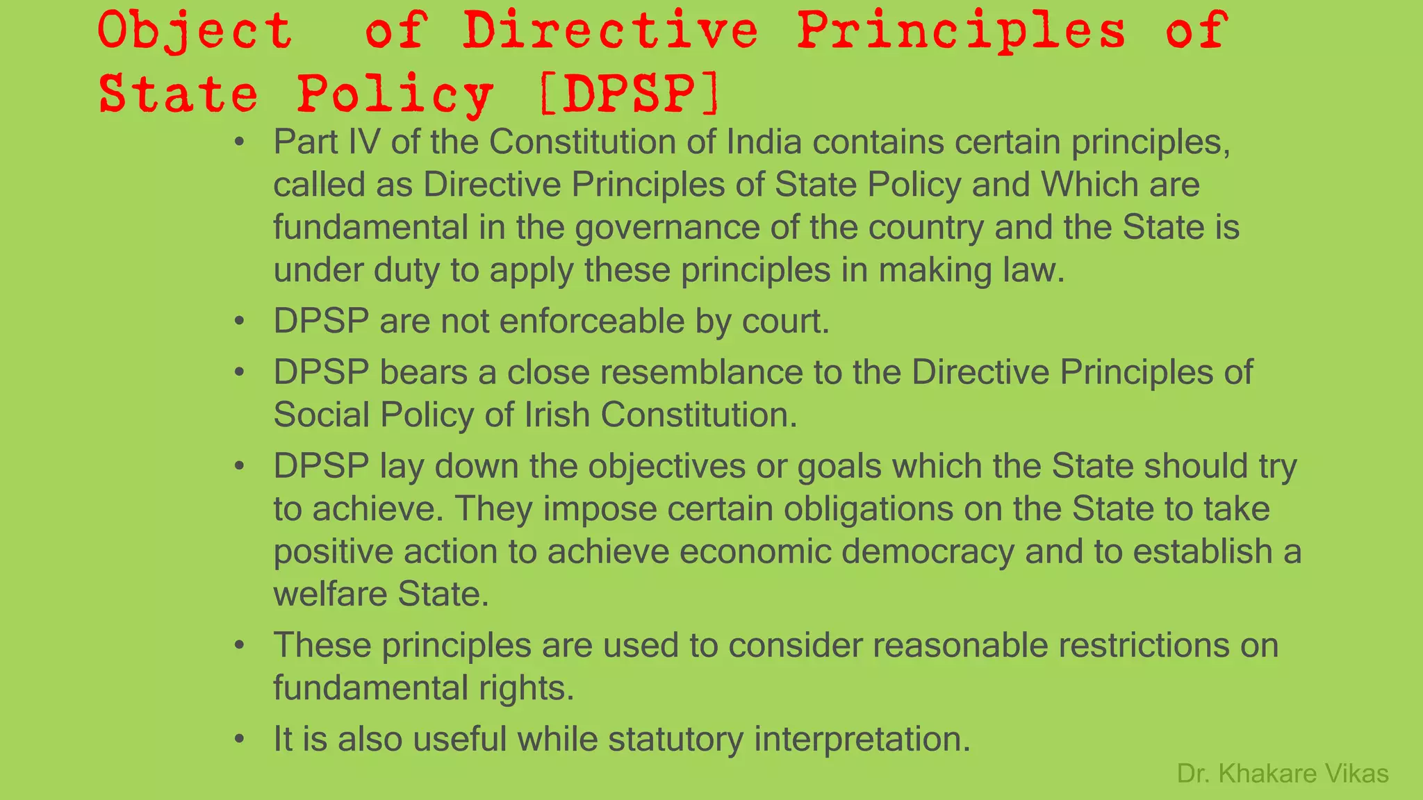 Constitution of india directive principles of state policy and ...