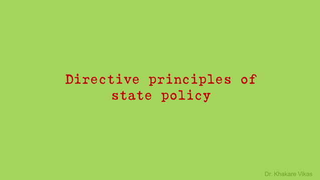 Constitution of india directive principles of state policy and ...