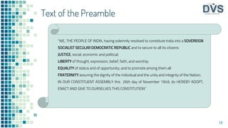 Understanding the Constitution of India and its Preamble | PPT