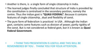 Constitution of India (Federalism) | PDF