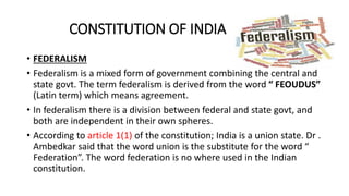 Constitution of India (Federalism) | PDF