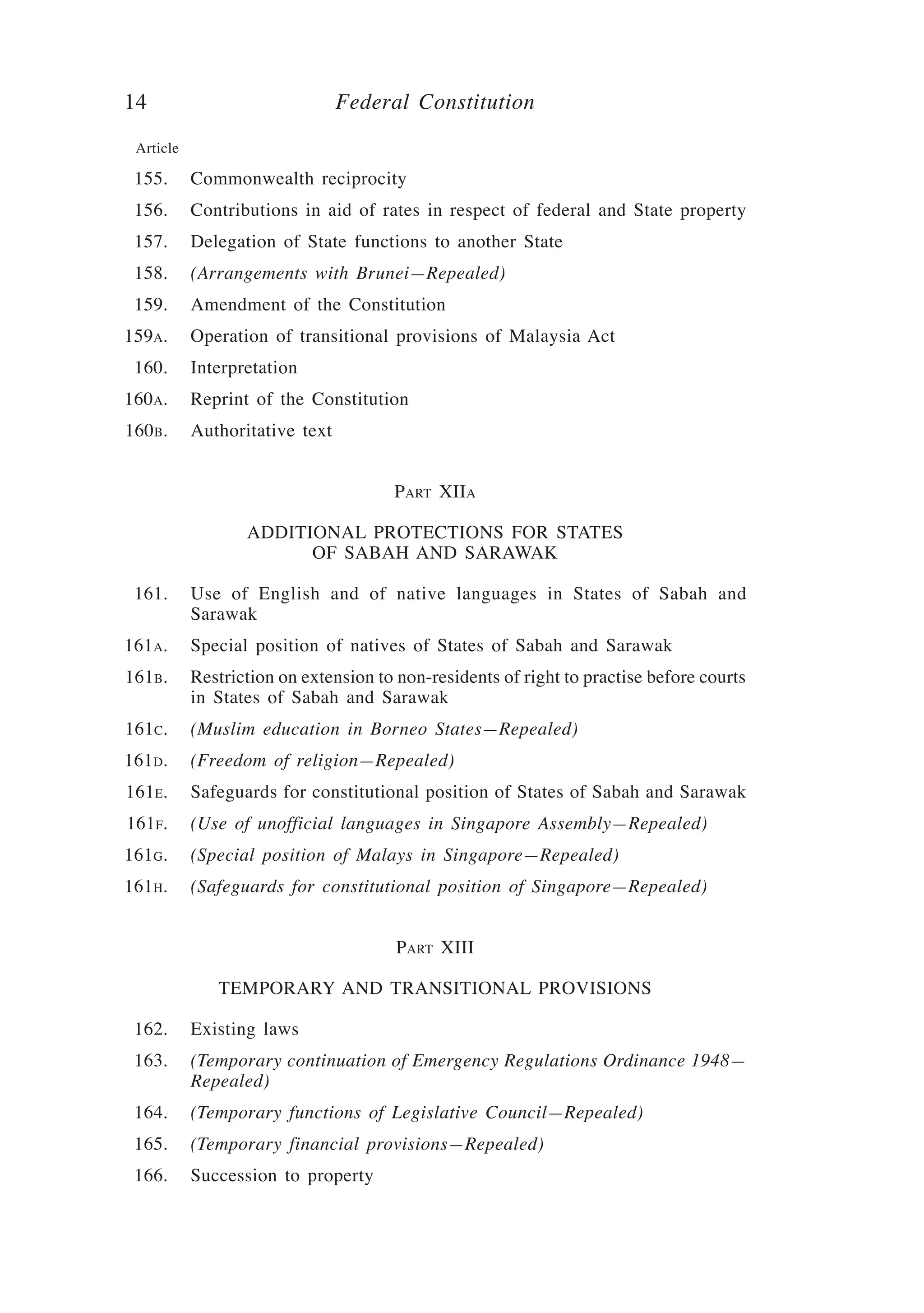 Full Text of the Constitution of Malaysia (2010 Reprint) | PDF