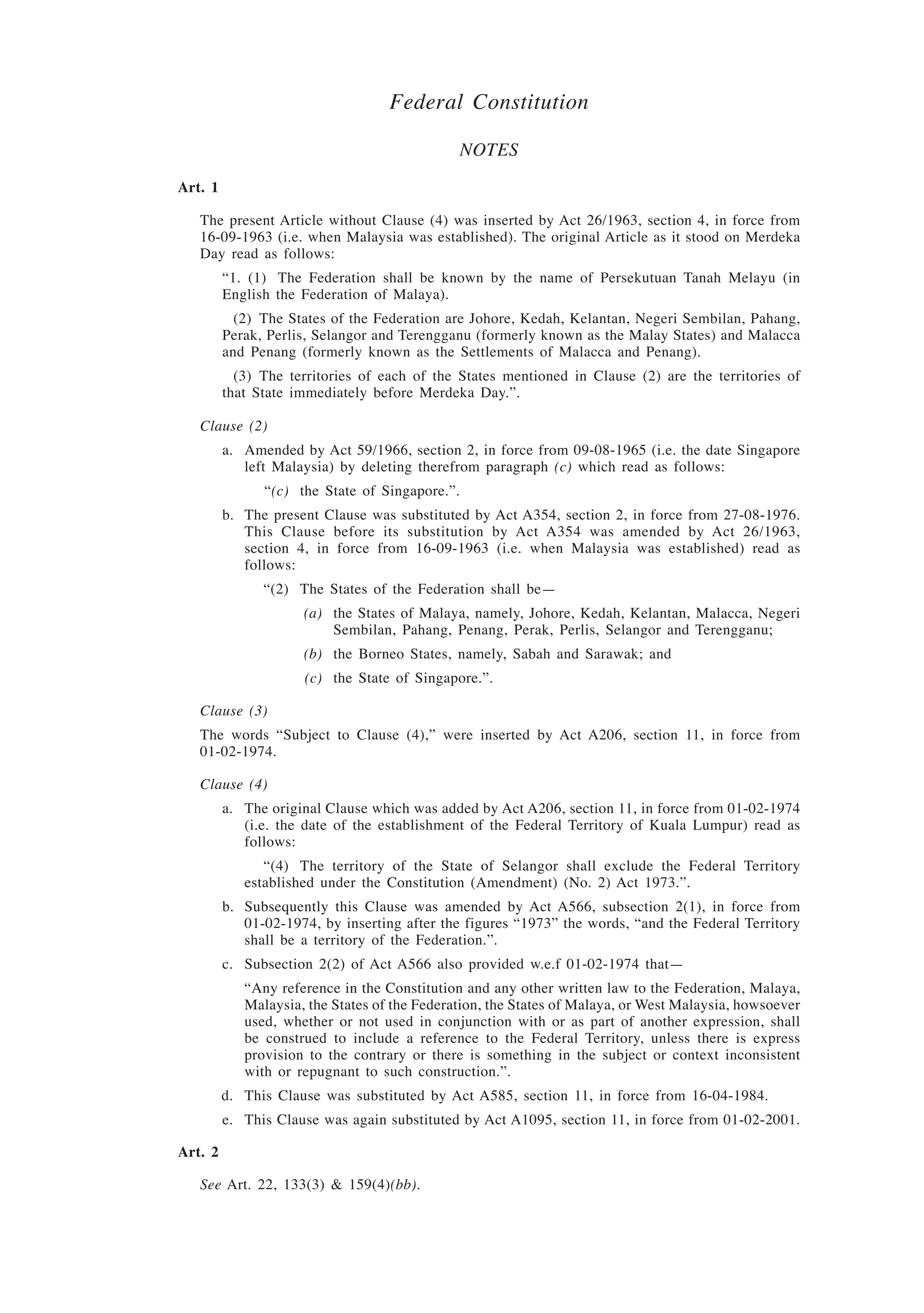 Full Text of the Constitution of Malaysia (2010 Reprint) | PDF