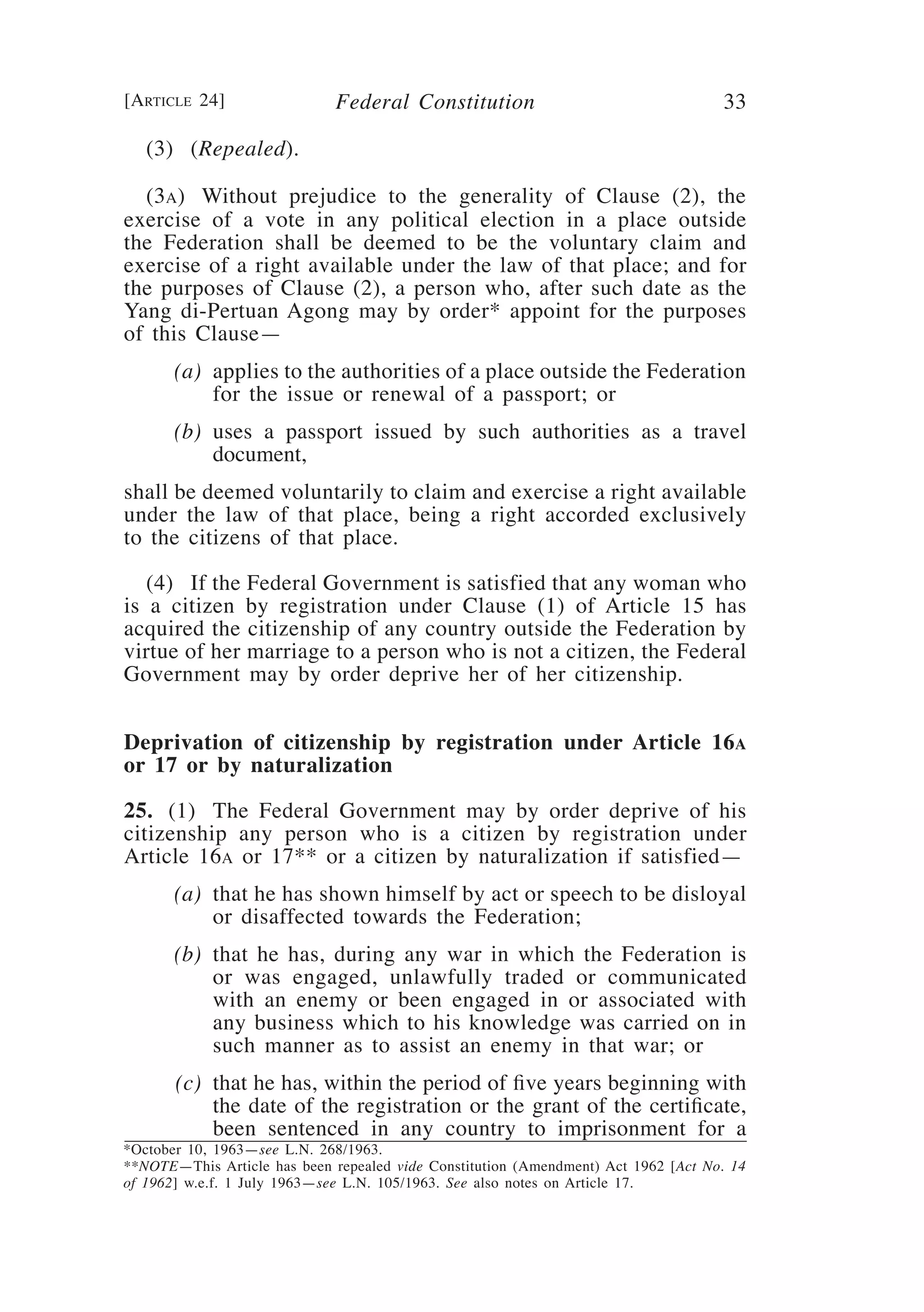 Full Text of the Constitution of Malaysia (2010 Reprint) | PDF
