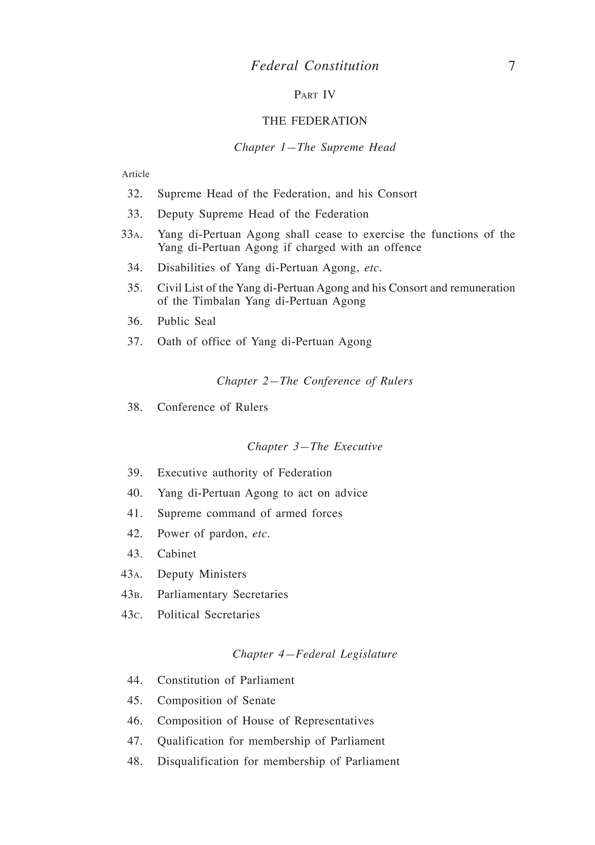 Full Text of the Constitution of Malaysia (2010 Reprint) | PDF