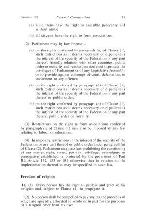 Full Text of the Constitution of Malaysia (2010 Reprint) | PDF