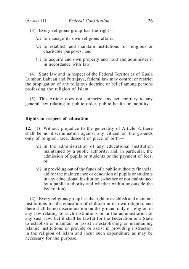 Full Text Of The Constitution Of Malaysia 2010 Reprint Pdf