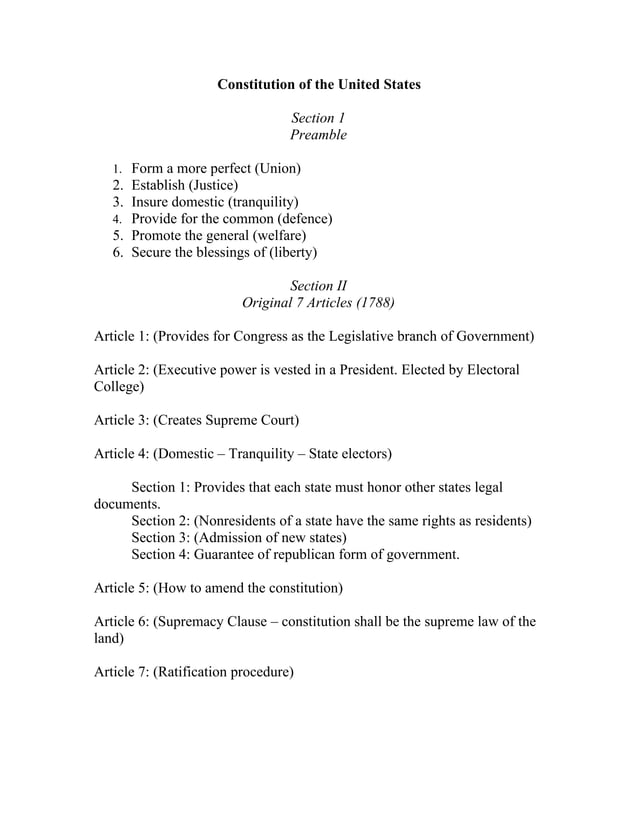 Constitution of the united states notes | DOC | Civic affairs | Politics