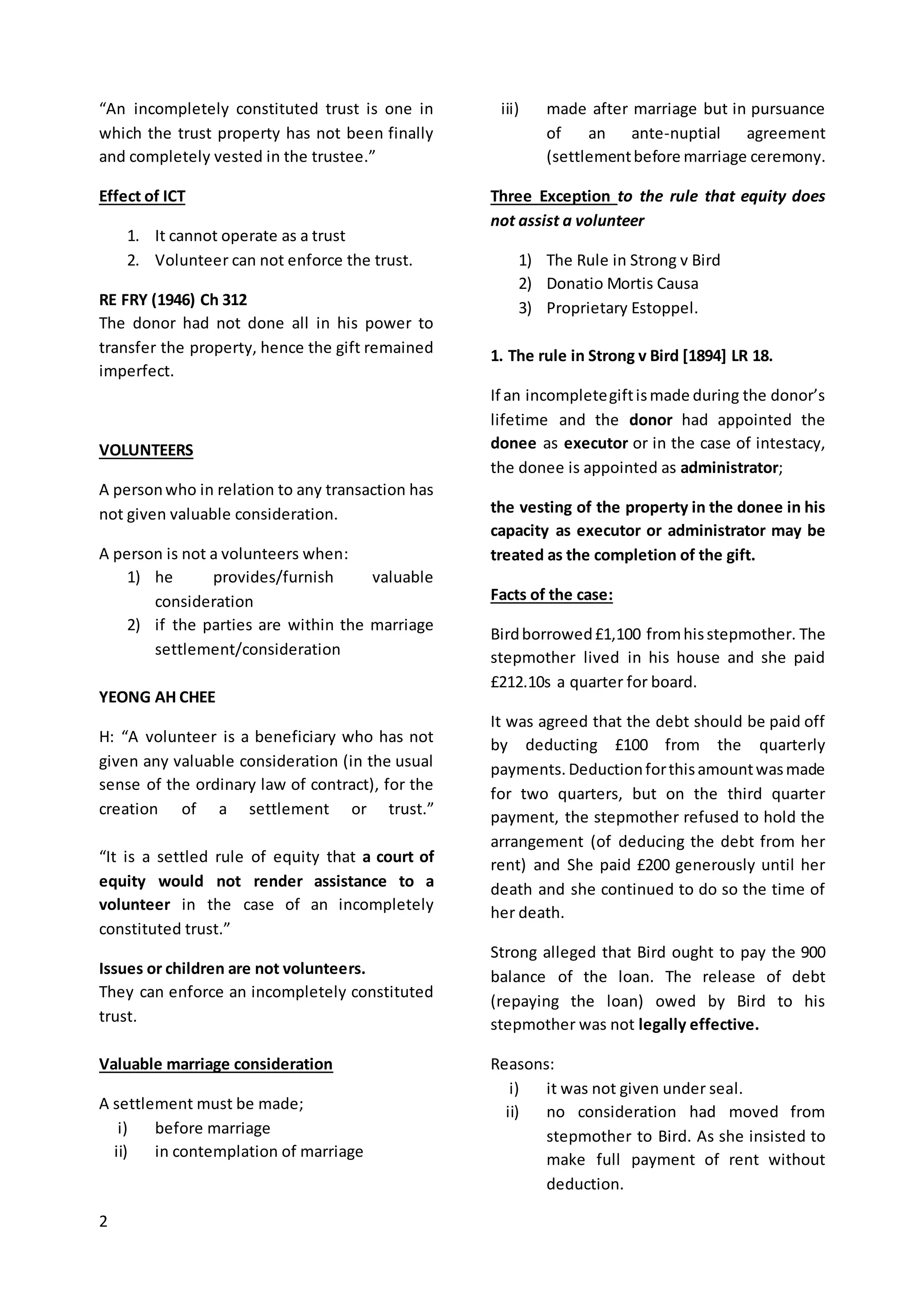 Law of Trust, Constitution of trust (short notes) | DOCX