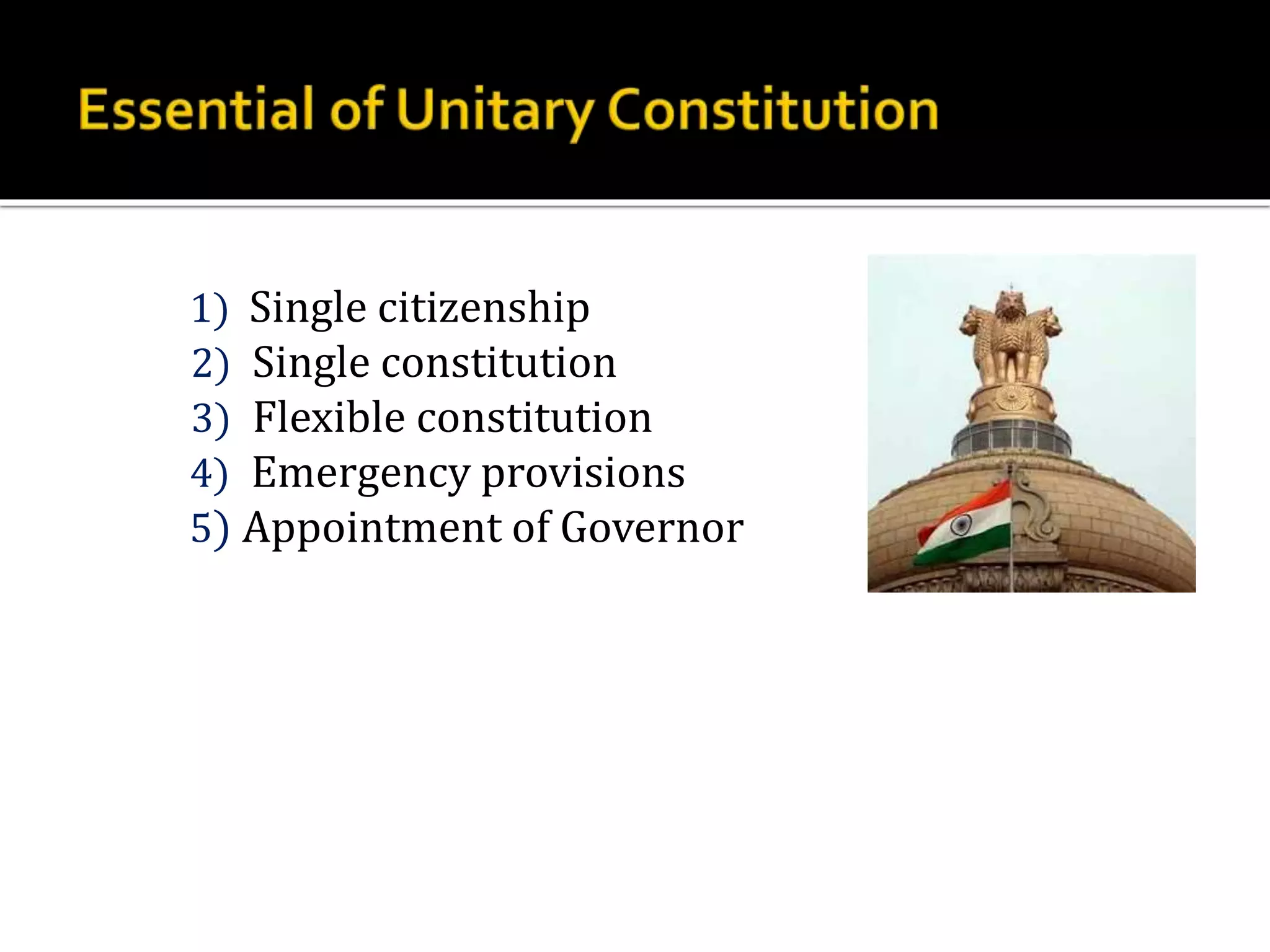 Indian Constitution Unitary & Federal | PPTX